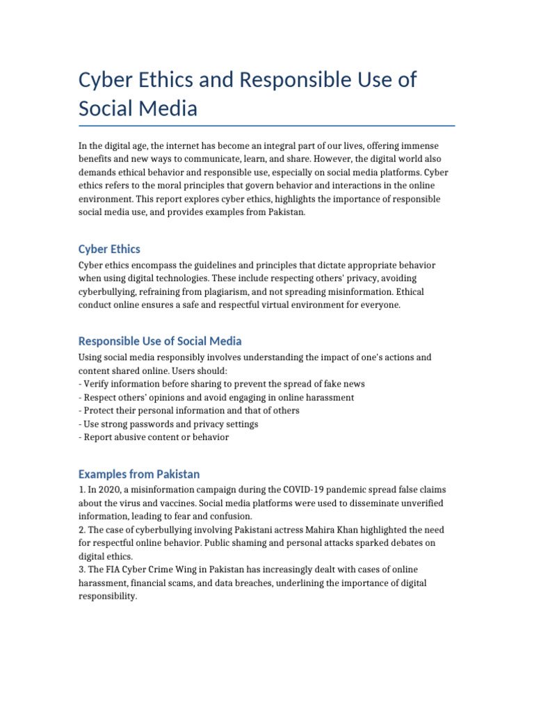 Cyber Ethics in Social Media Use | PDF