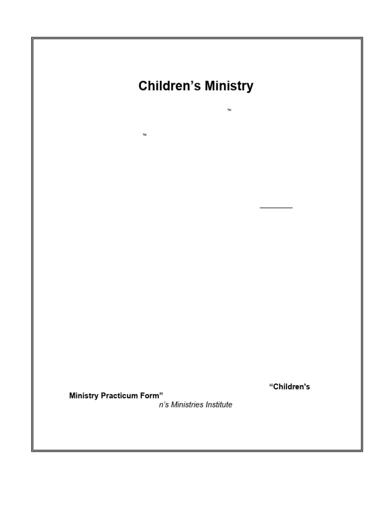 Childrens Ministry Practicum Requirements and Form Level 1 | PDF ...