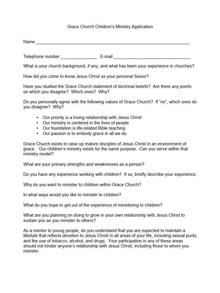 Childrens Ministry Application | PDF | Jesus | Salvation