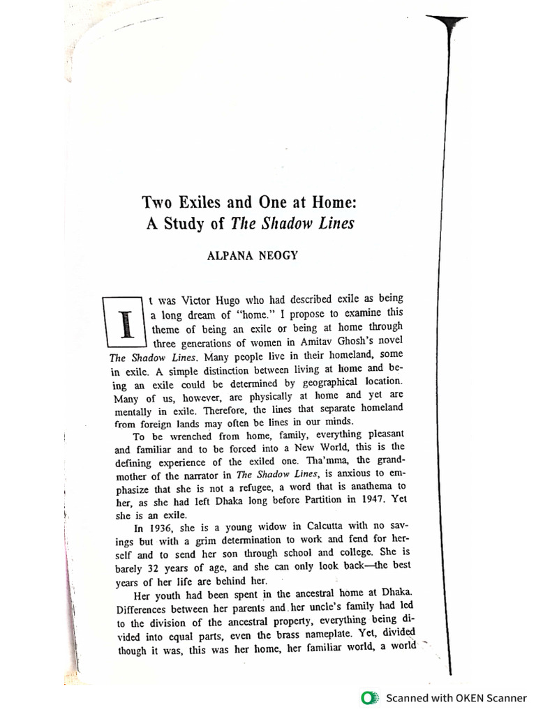 Two Exiles and One at Home A Study of The Shadow Lines | PDF