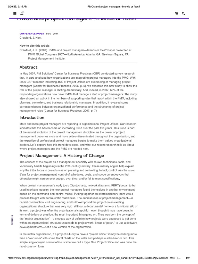 PMOs and Project Managers - Friends or Foes | PDF