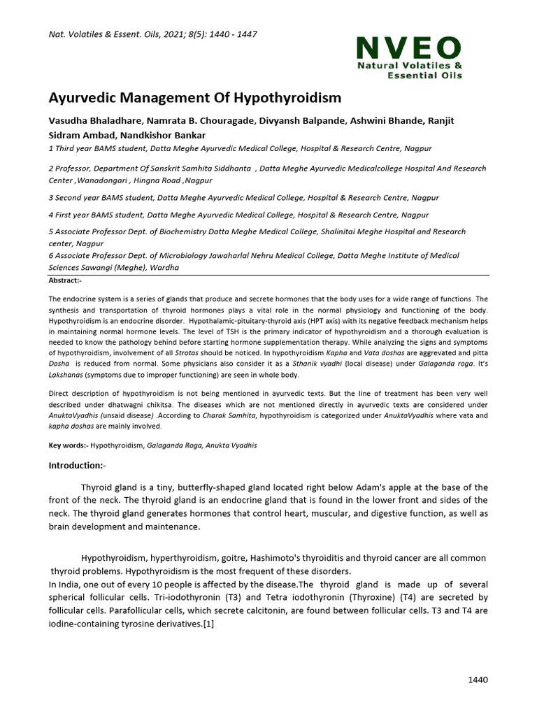 Ayurvedic Approach to Hypothyroidism Management | PDF | Hypothyroidism ...