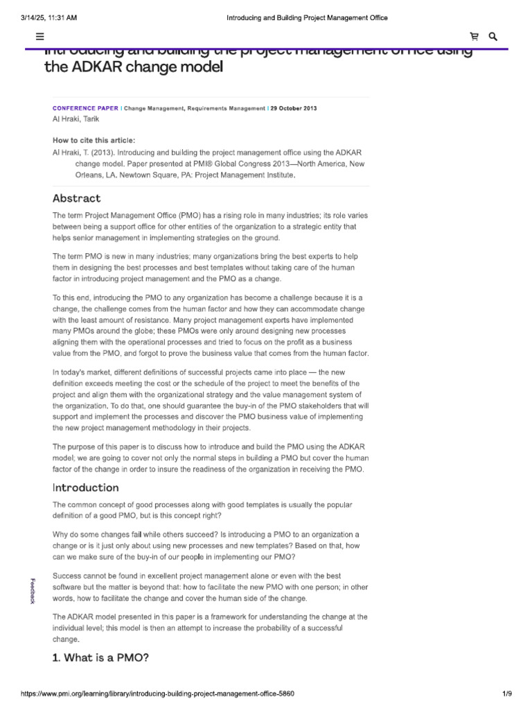 PMO Using ADKAR | PDF