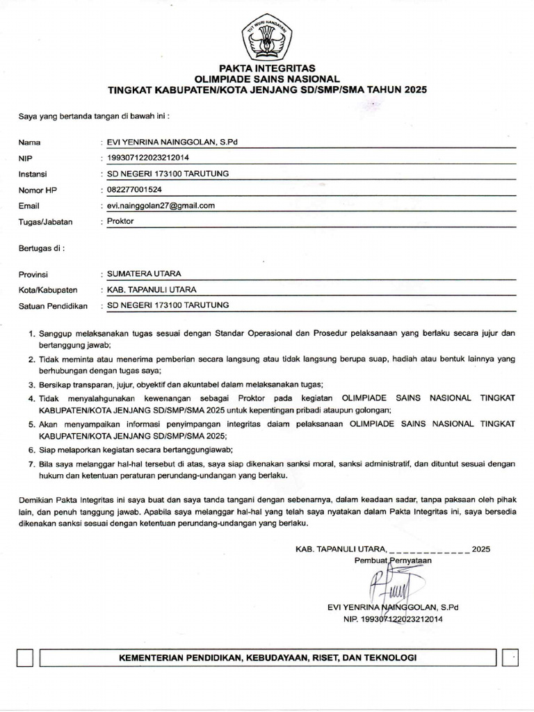 Pakta Integritas Proktor | PDF