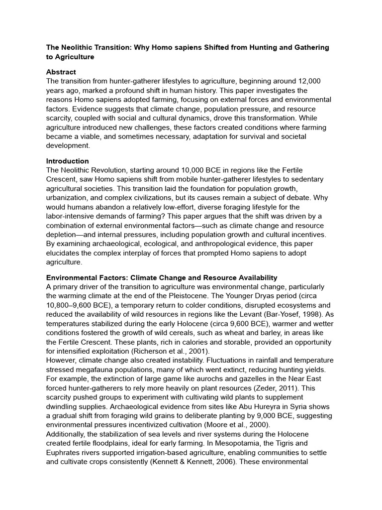 Neolithic Transition to Agriculture Explained | PDF | Agriculture ...