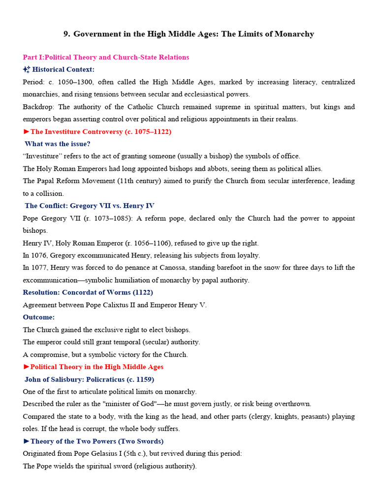 High Middle Ages: Monarchy and Power Limits | PDF | Holy Roman Empire ...