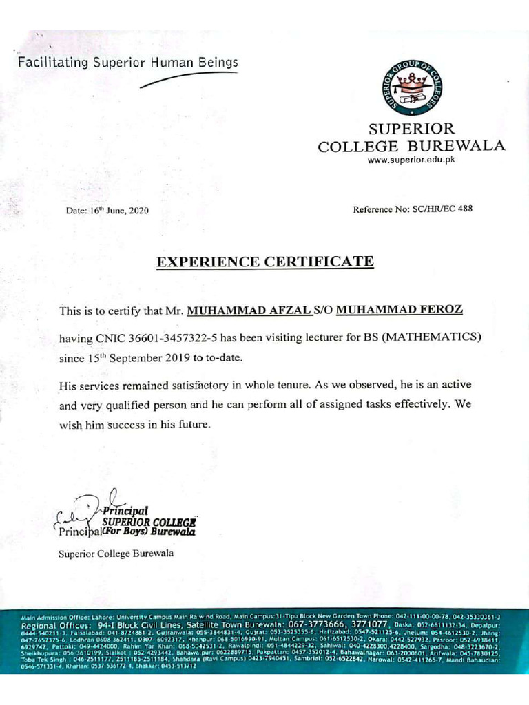 Experience Letter | PDF