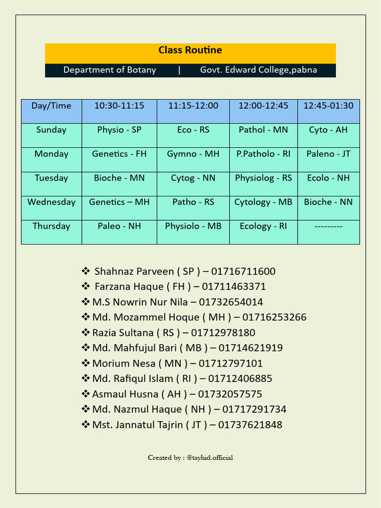 3rd Year Class Routine | PDF