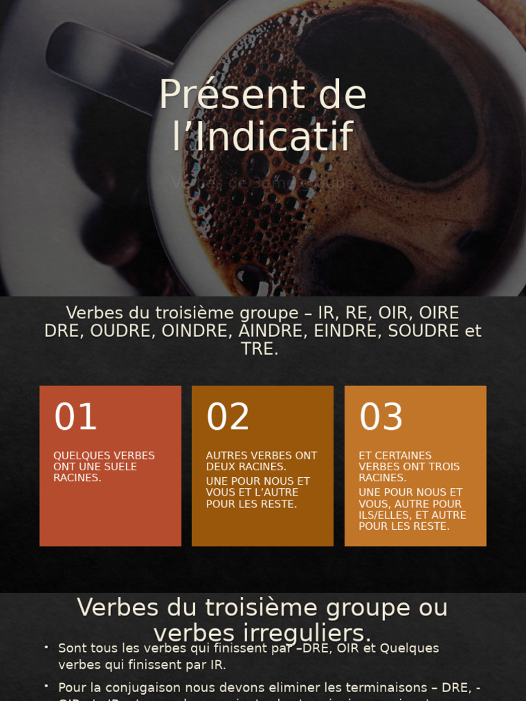Présent de L'indicatif-Verbes de Troisième Groupe-Partie 1 | PDF ...