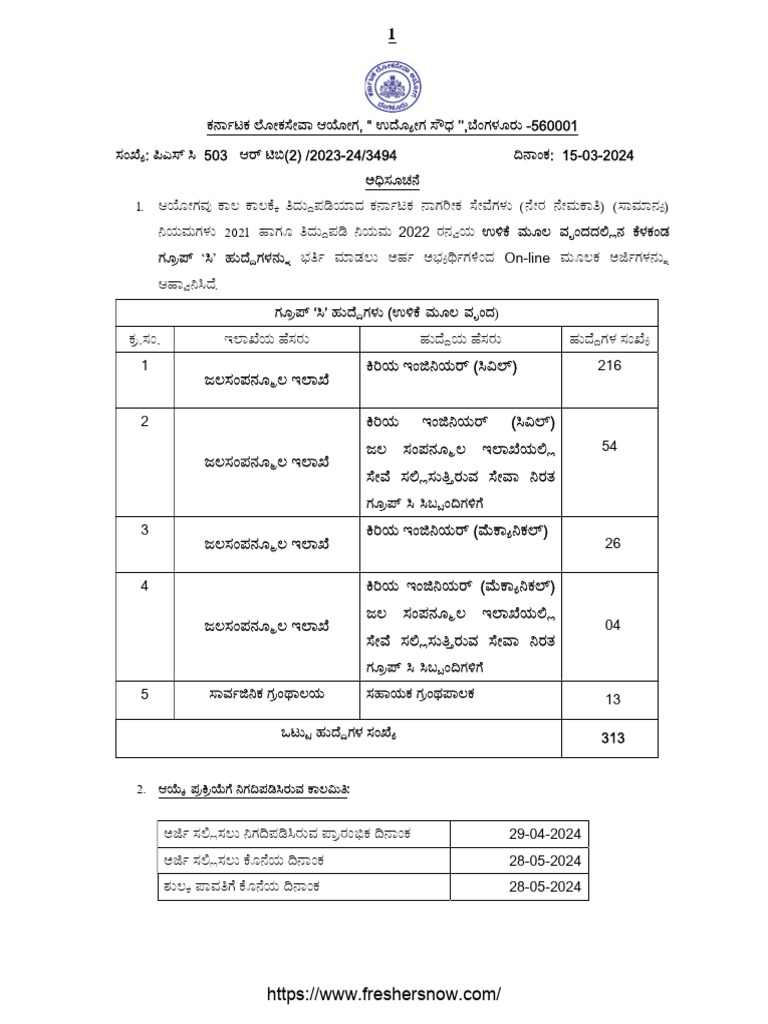 KPSC Group C Recruitment 2024 | PDF