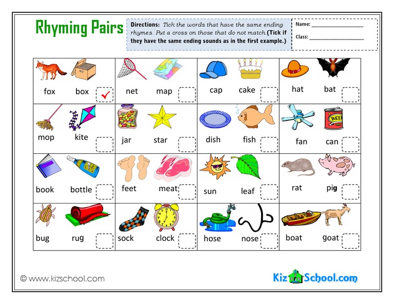 Rhyming Pairs | PDF