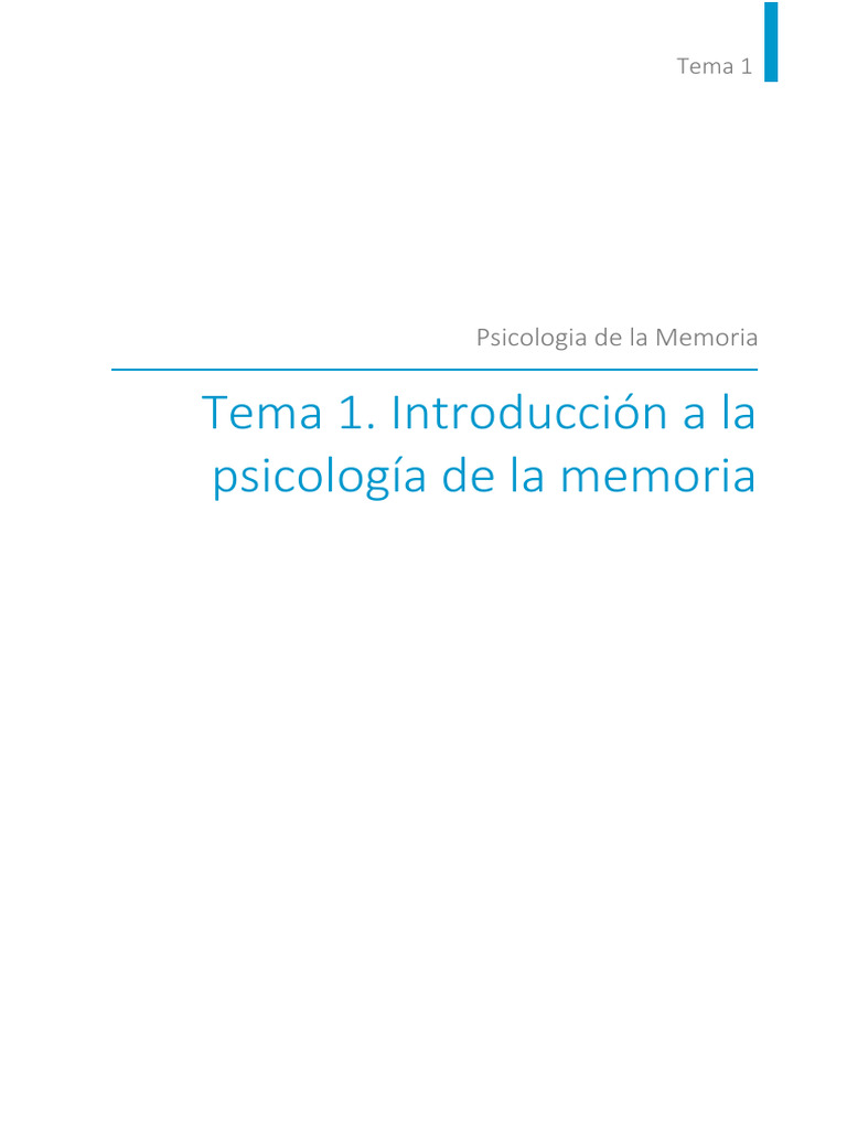 Psico Memoria T1 | PDF | Memoria | Sicología
