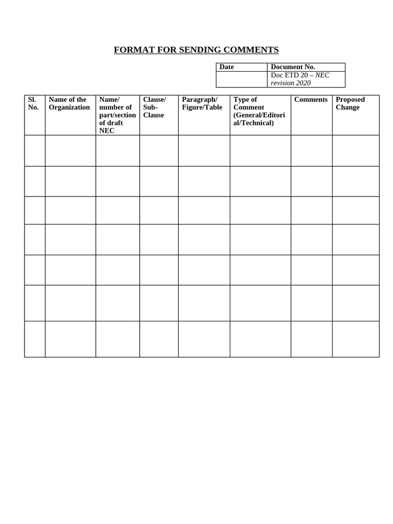 Format For Sending Comments | PDF