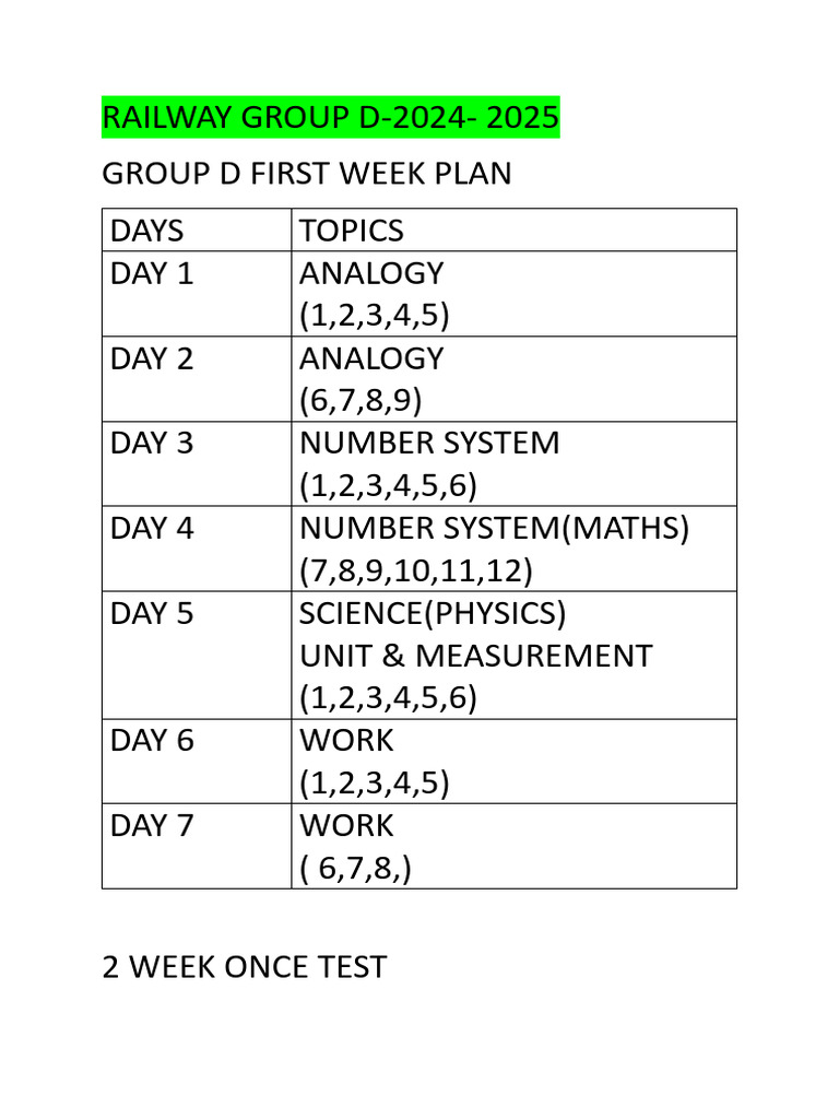 First Week Plan - 47621196 - 2025 - 05 - 20 - 09 - 23 | PDF