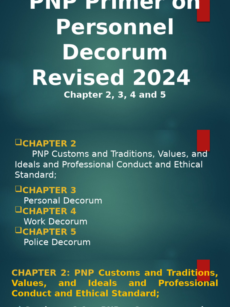 PNP Primer On Personnel Decorum Revised 2024 Chapter 234 and 5 | PDF