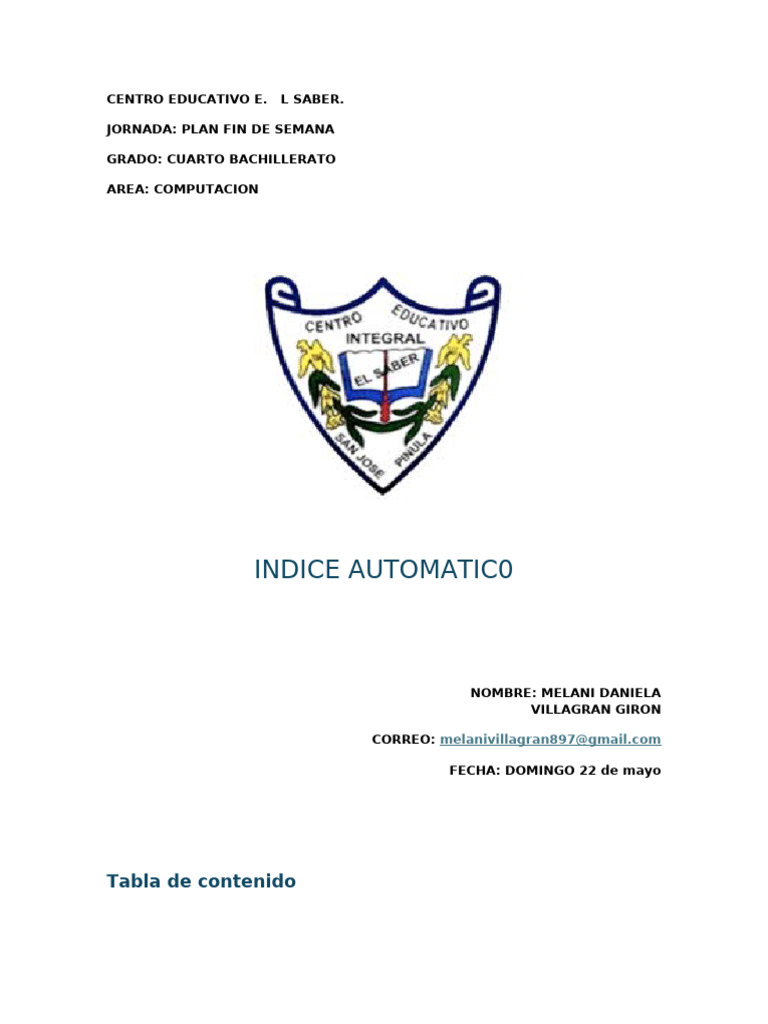 INDICE AUTOMATICO | PDF | Caché (Computación) | Archivo de computadora