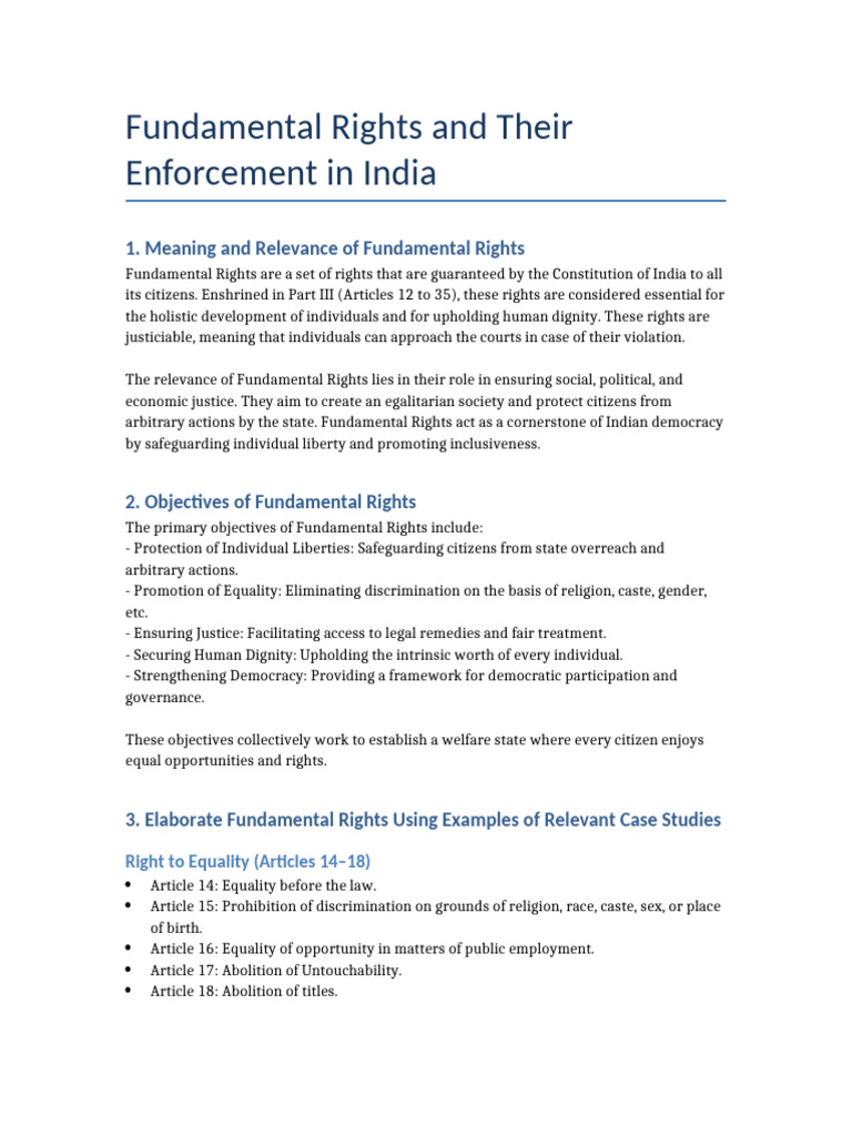 Fundamental Rights India Project | PDF | Social Ethics | Justice
