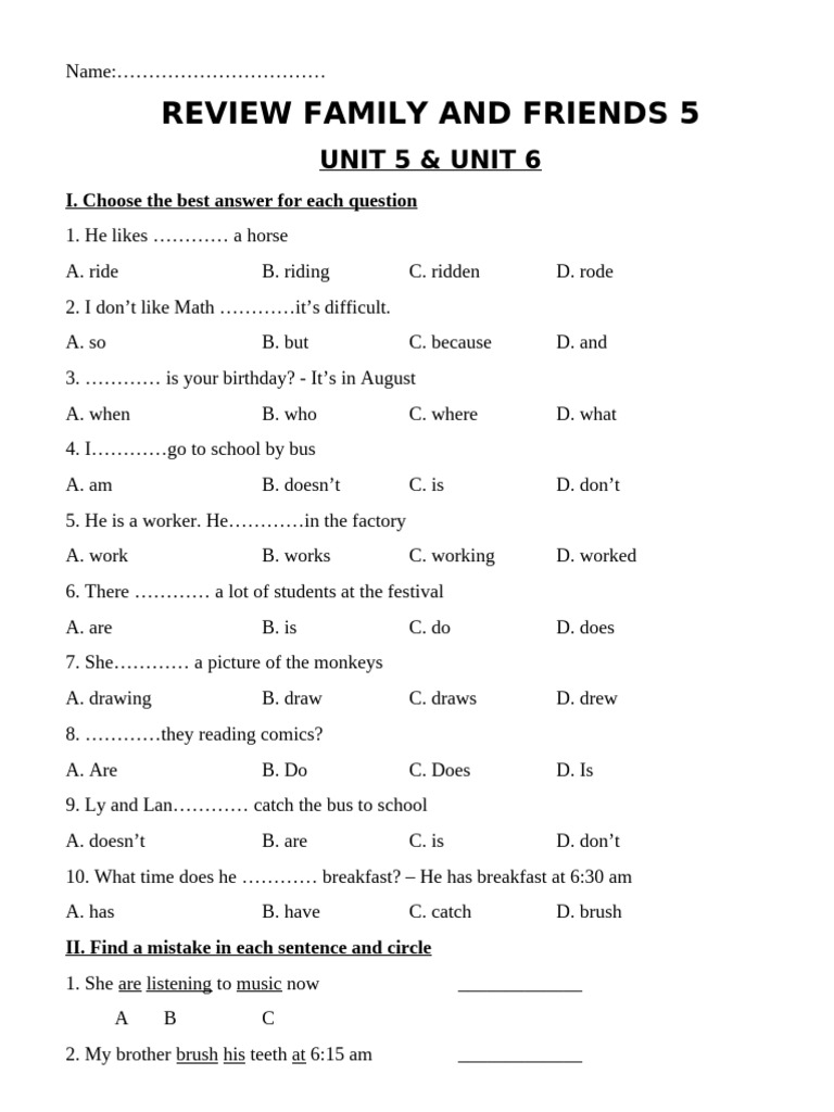Đề Ôn Hk1 Ff5 u5-u6 | PDF