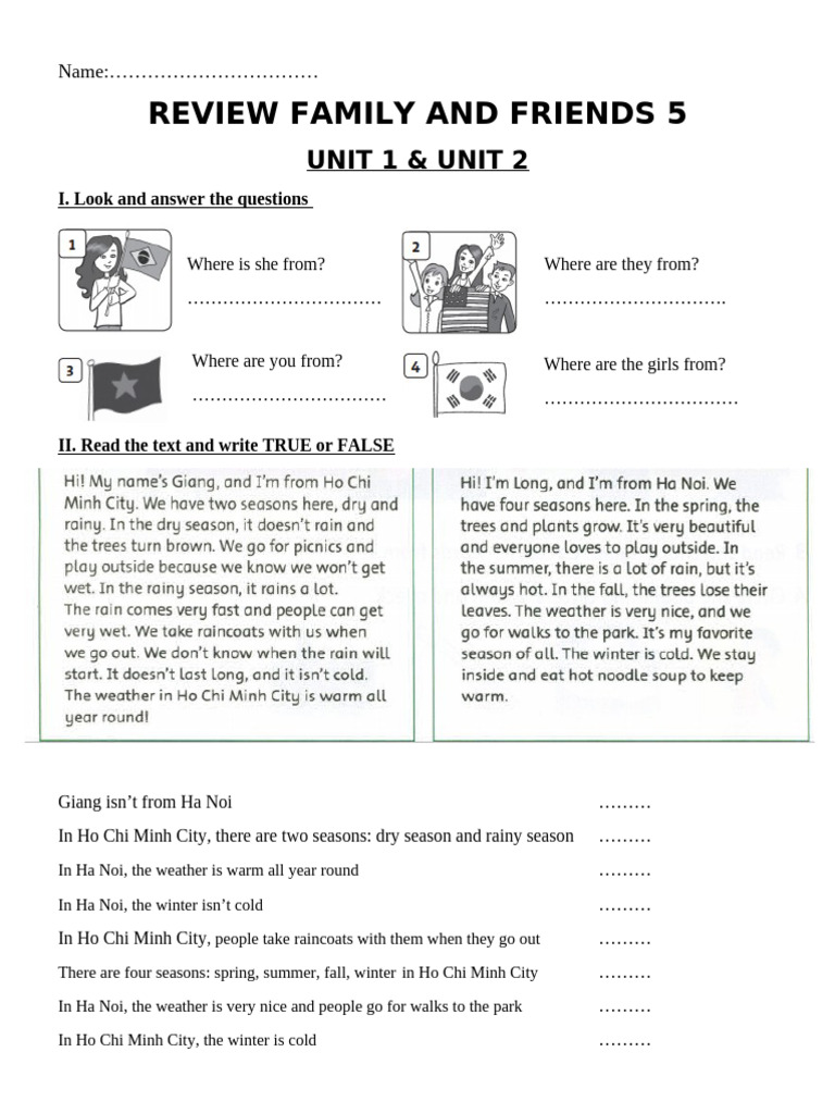 Đề Ôn Hk1 Ff5 u1-u2 | PDF