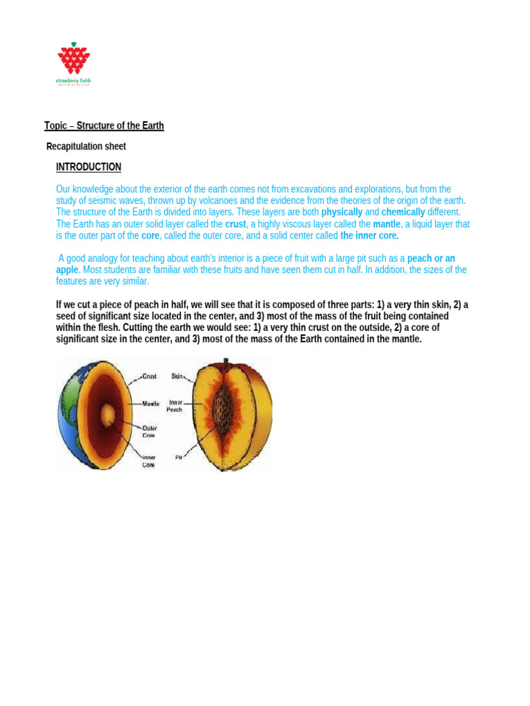 Structure of the Earth Worksheet | PDF | Natural Sciences | Nature