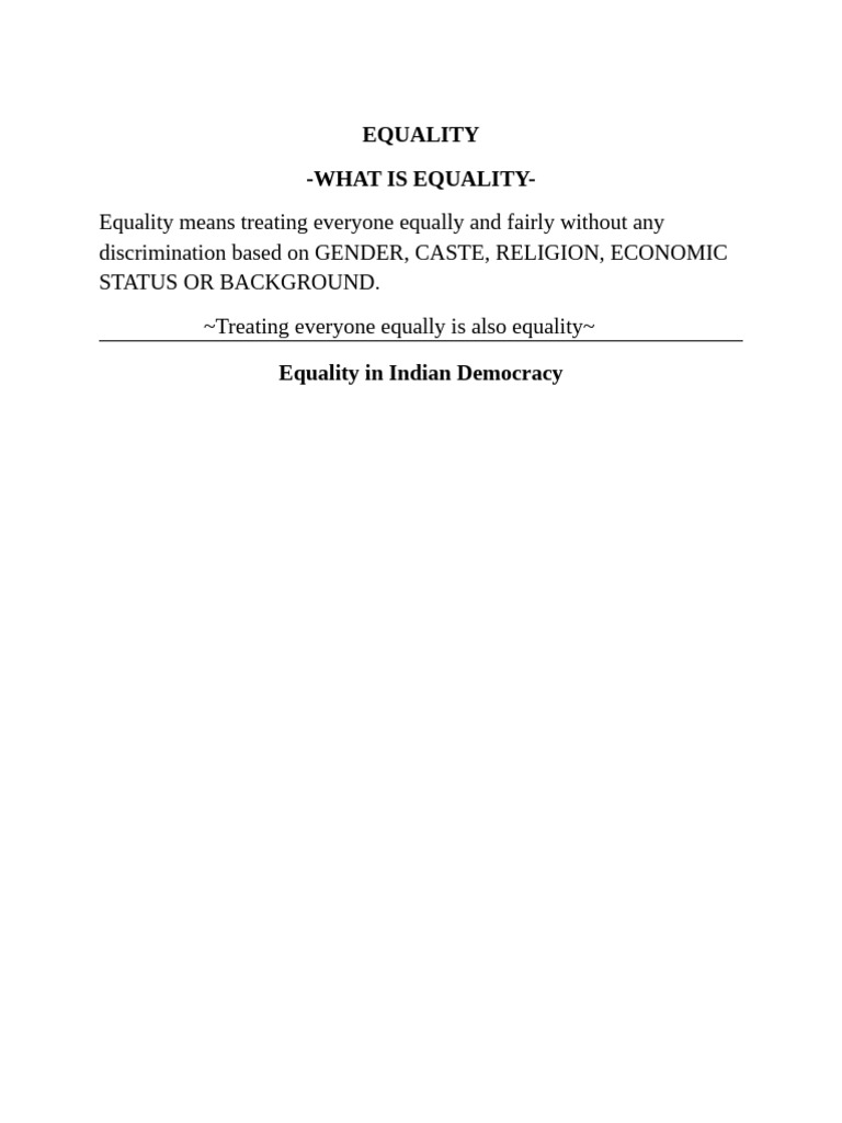 Understanding Equality in Democracy | PDF