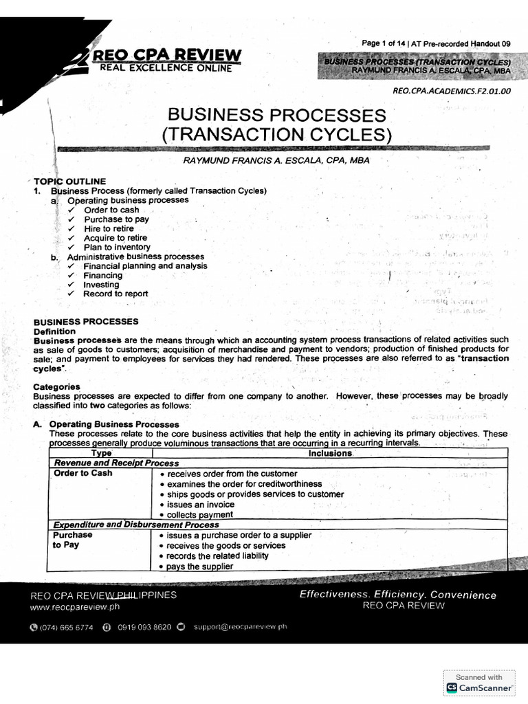 At Category 09 Business Processes (Transaction Cycle) | PDF