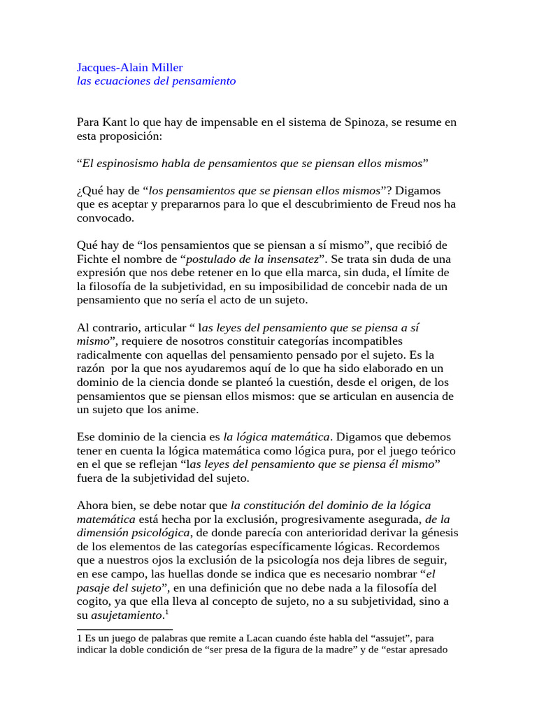 Intervencioìn Miller | PDF | Lógica | Pensamiento