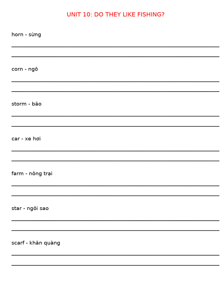 Vocabulary - Writing - Practice - Unit10 - Lessons 4-6 | PDF