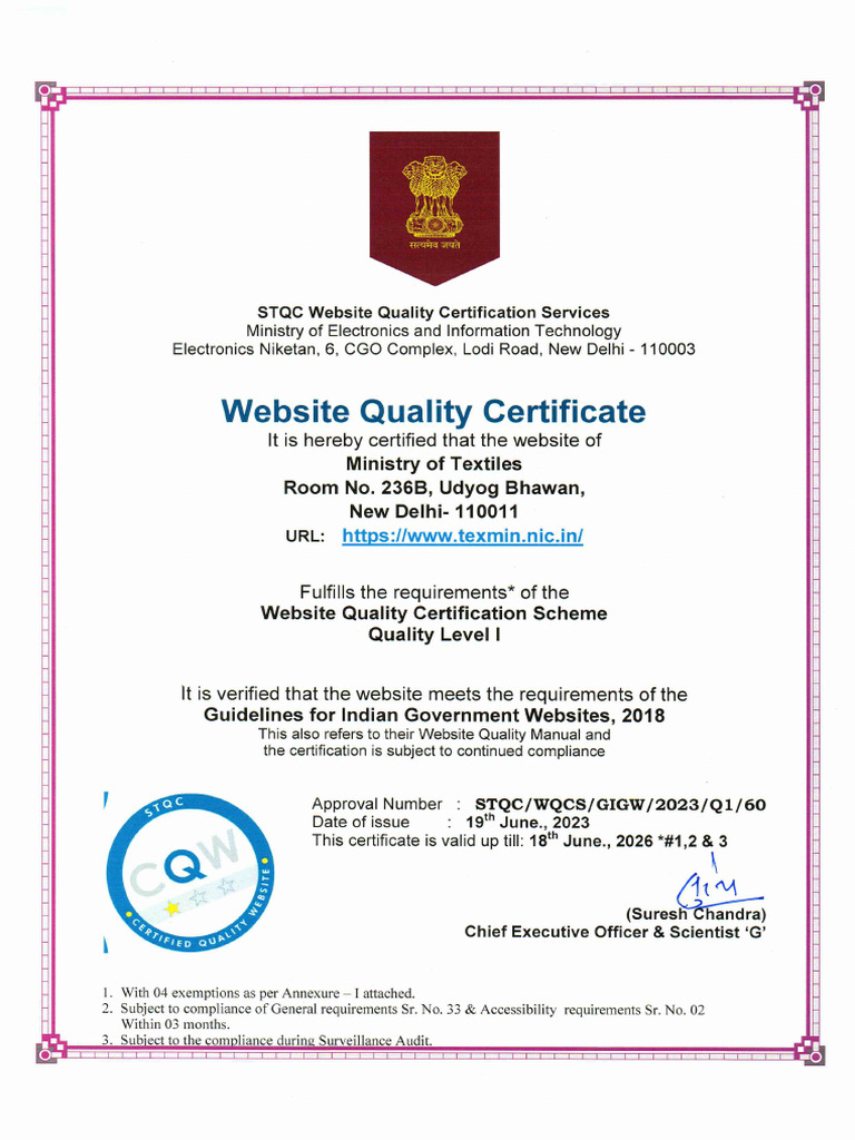 Stqc Certificate (1) | PDF