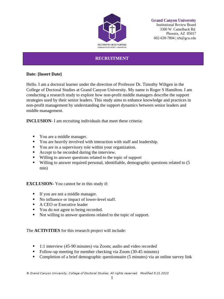 Completed Recruitment - Template For Script | PDF | Institutional ...