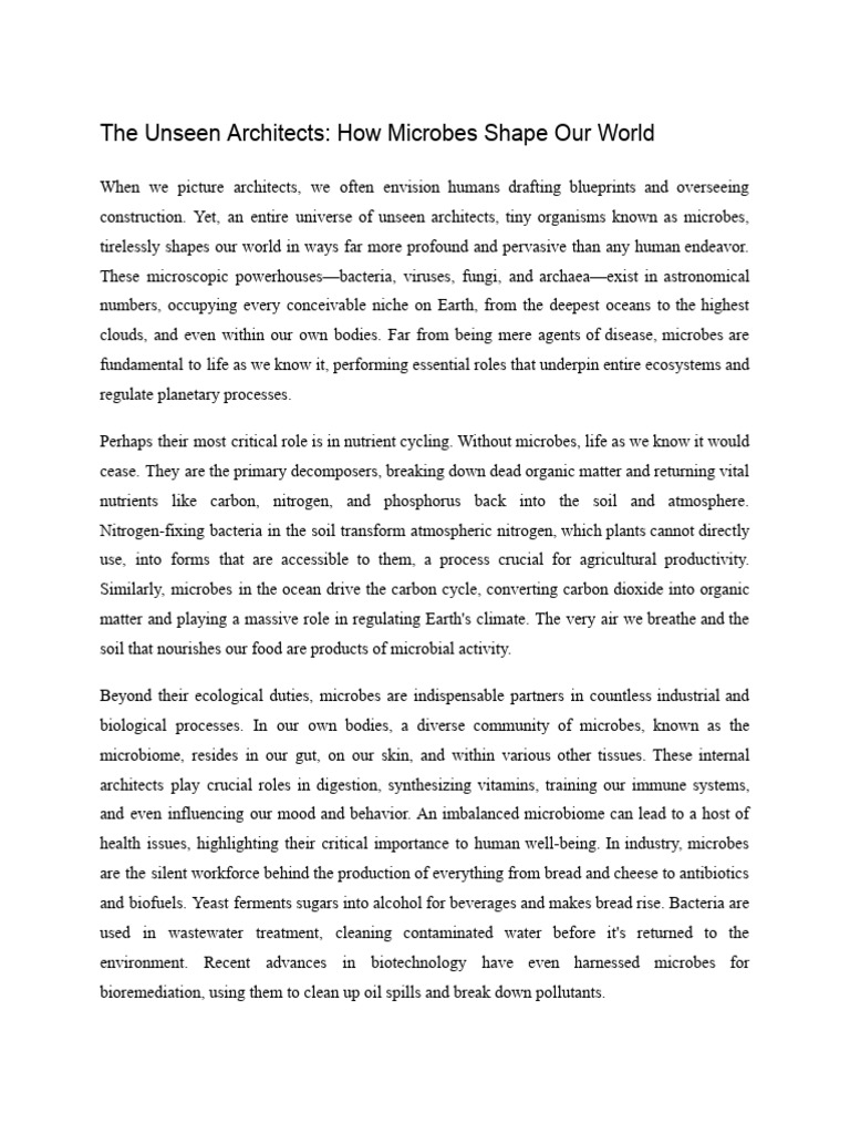 The Unseen Architects: How Microbes Shape Our World | PDF ...