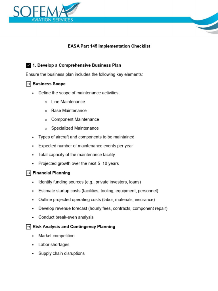 EASA Part 145 Implementation Checklist | PDF | Information Security ...