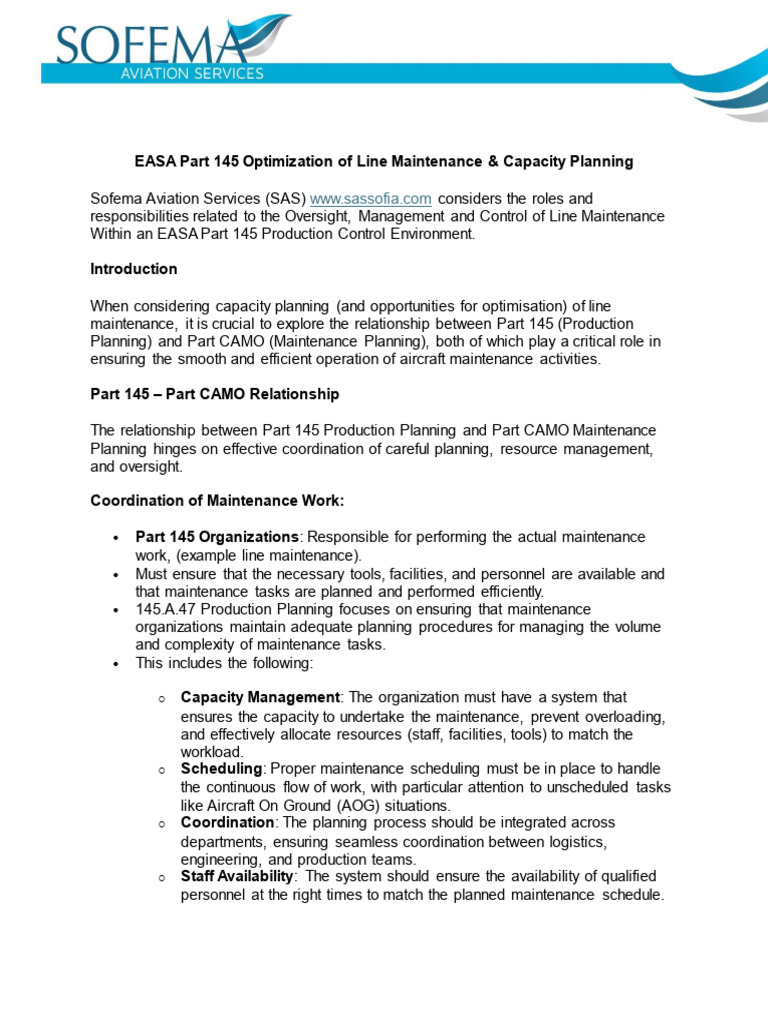 EASA Part 145 Optimization of Line Maintenance | PDF | Supply Chain ...