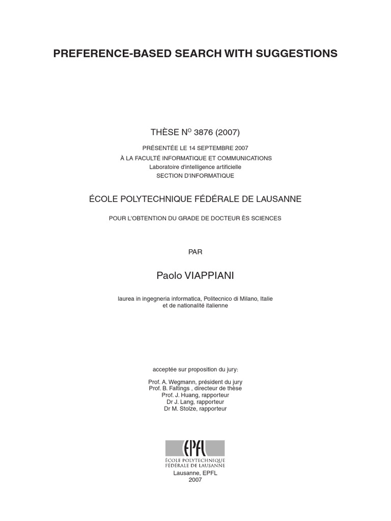 Preference-Based search with suggestions | PDF | Pareto Efficiency