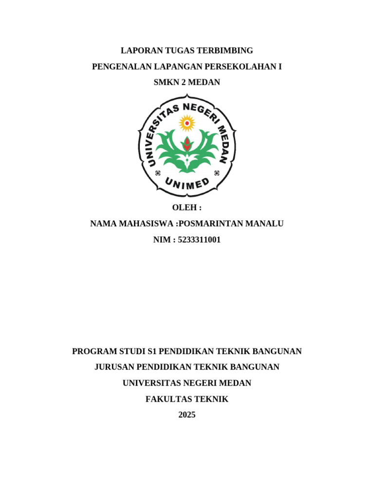LAPORAN TUGAS TERBIMBING PLP Unimed | PDF