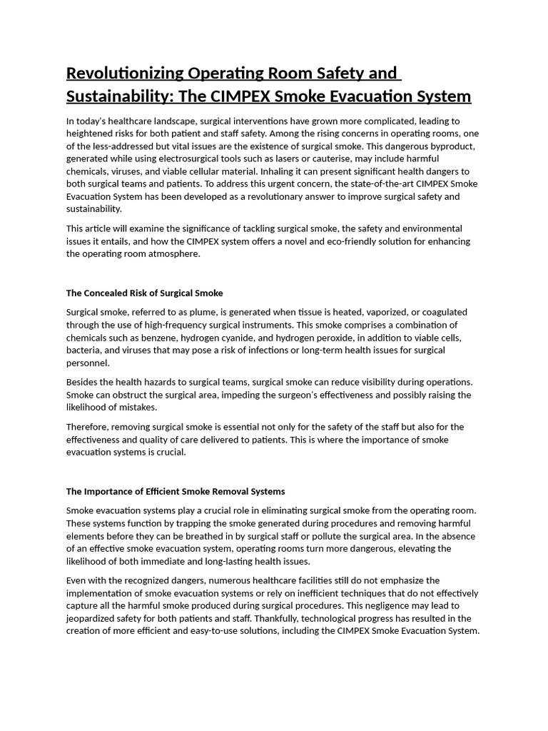 Revolutionizing Operating Room Safety and Sustainability | PDF | Smoke