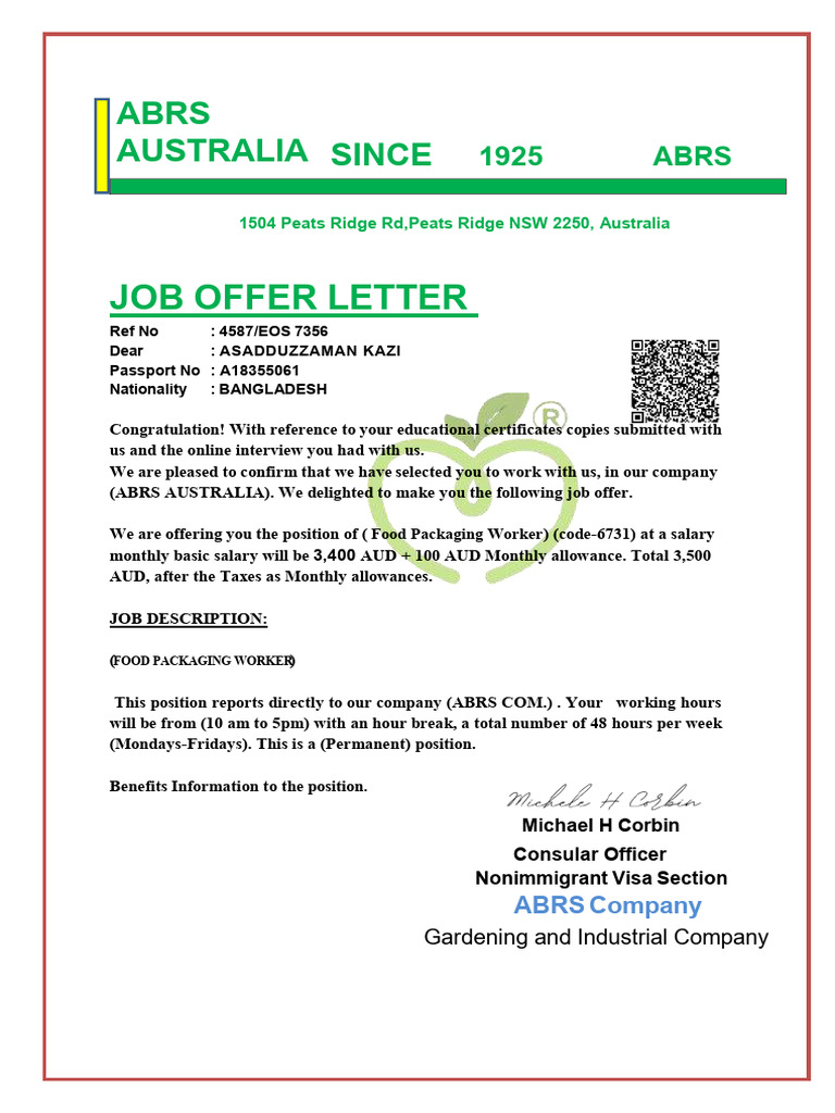 Subclass 400 Visa Grant Notification | PDF