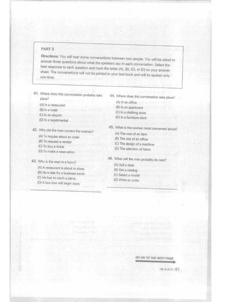 Part 3 TOEIC Listening | PDF
