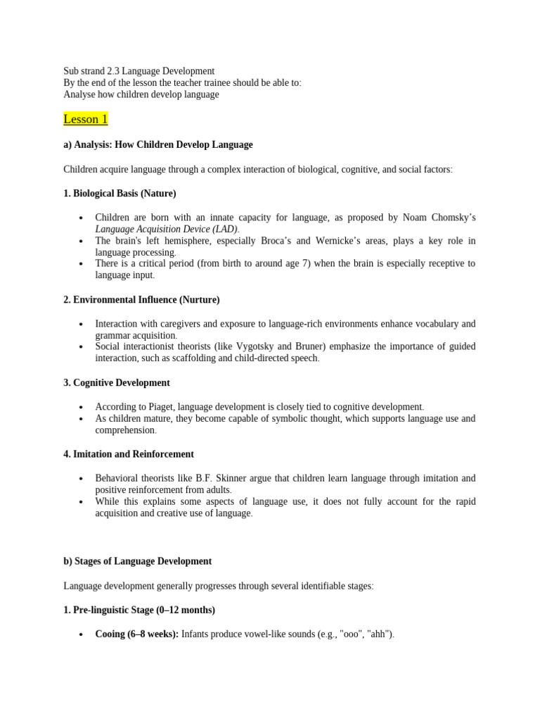 Language and Moral Development Notes | PDF | Language Development ...