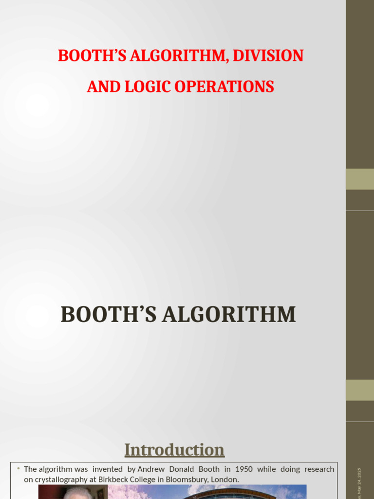 Booth's Algorithm - Logic Operations | PDF | Multiplication | Elementary Mathematics