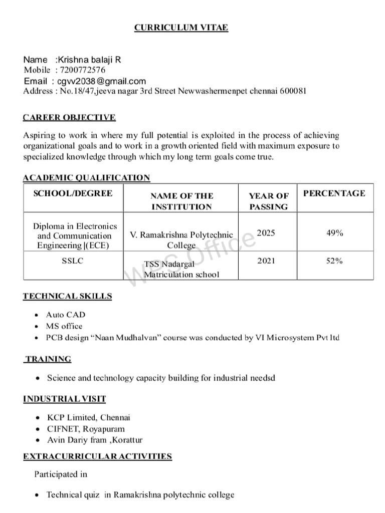 R Krishna Balaji Resume | PDF