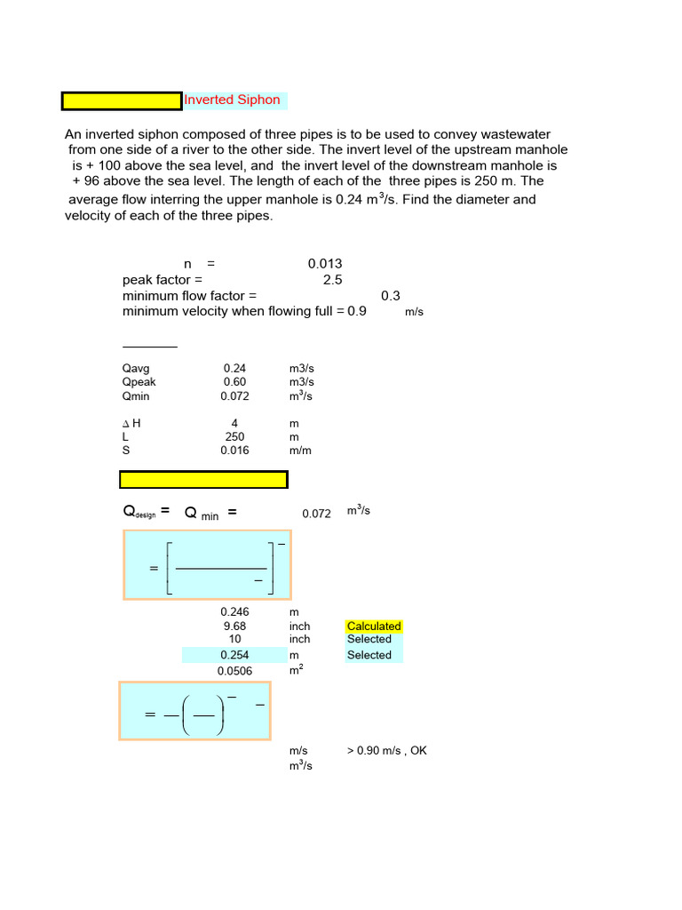 Example On Inverted Siphon | PDF | Continuum Mechanics | Hydraulic ...