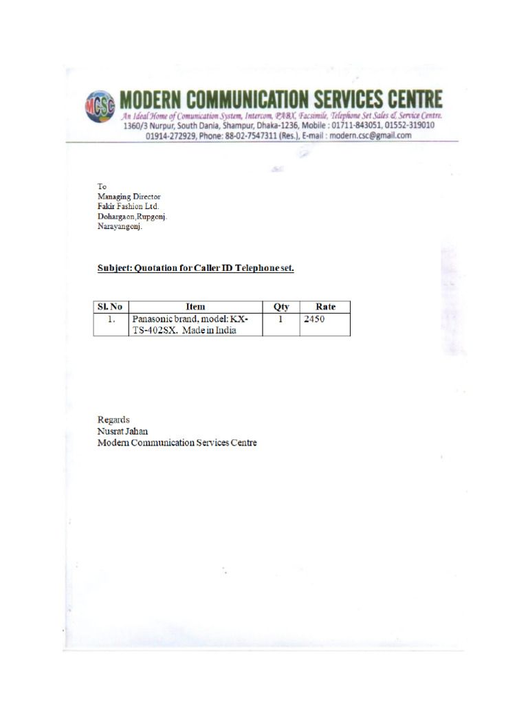 Quotation Caller Id Set | PDF