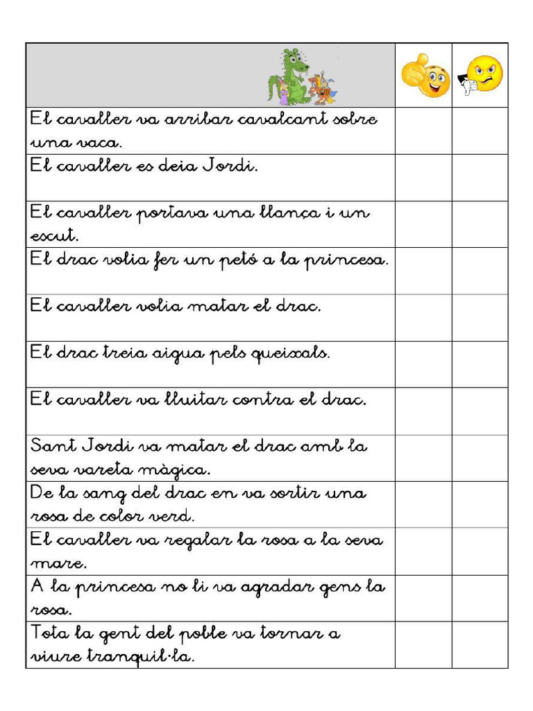 Comprensio Llegenda Sant Jordi | PDF