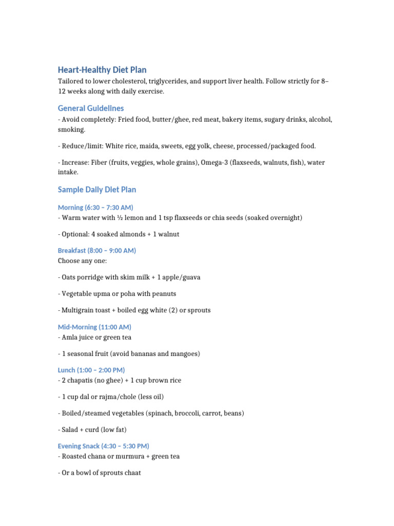 Heart Healthy Diet Plan | PDF