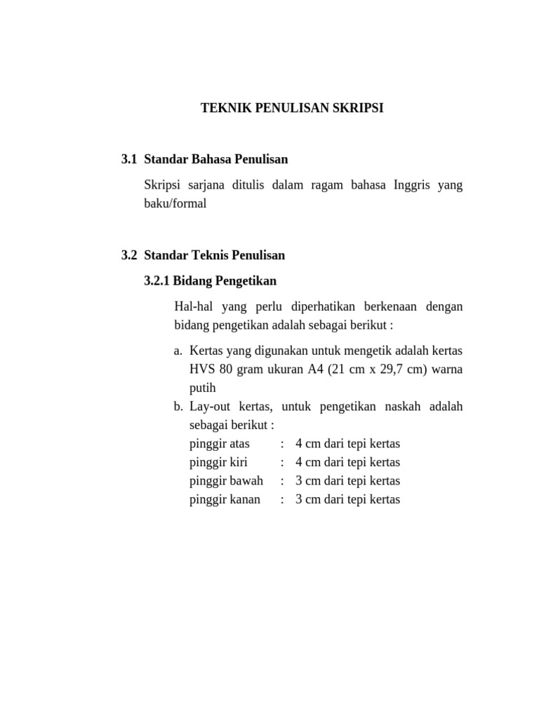 Panduan Penulisan Skripsi Formal | PDF