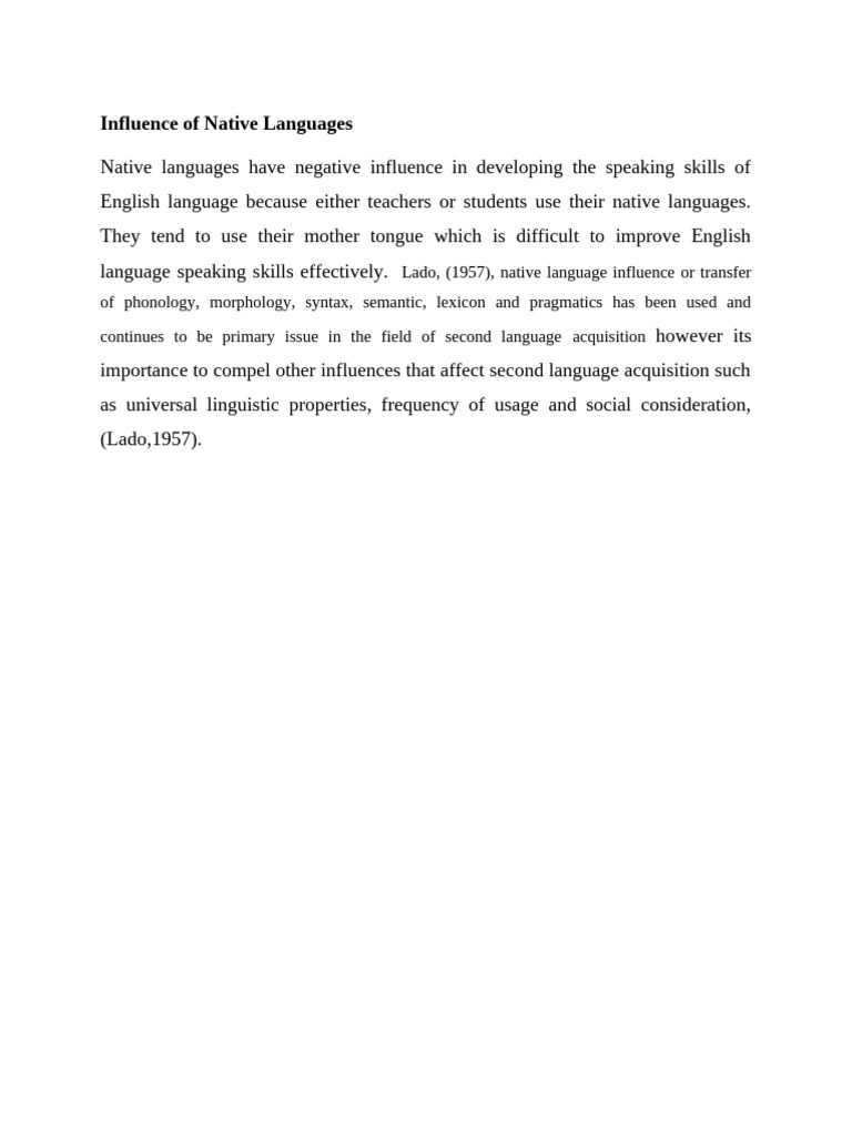 Influence of Native Languages | PDF