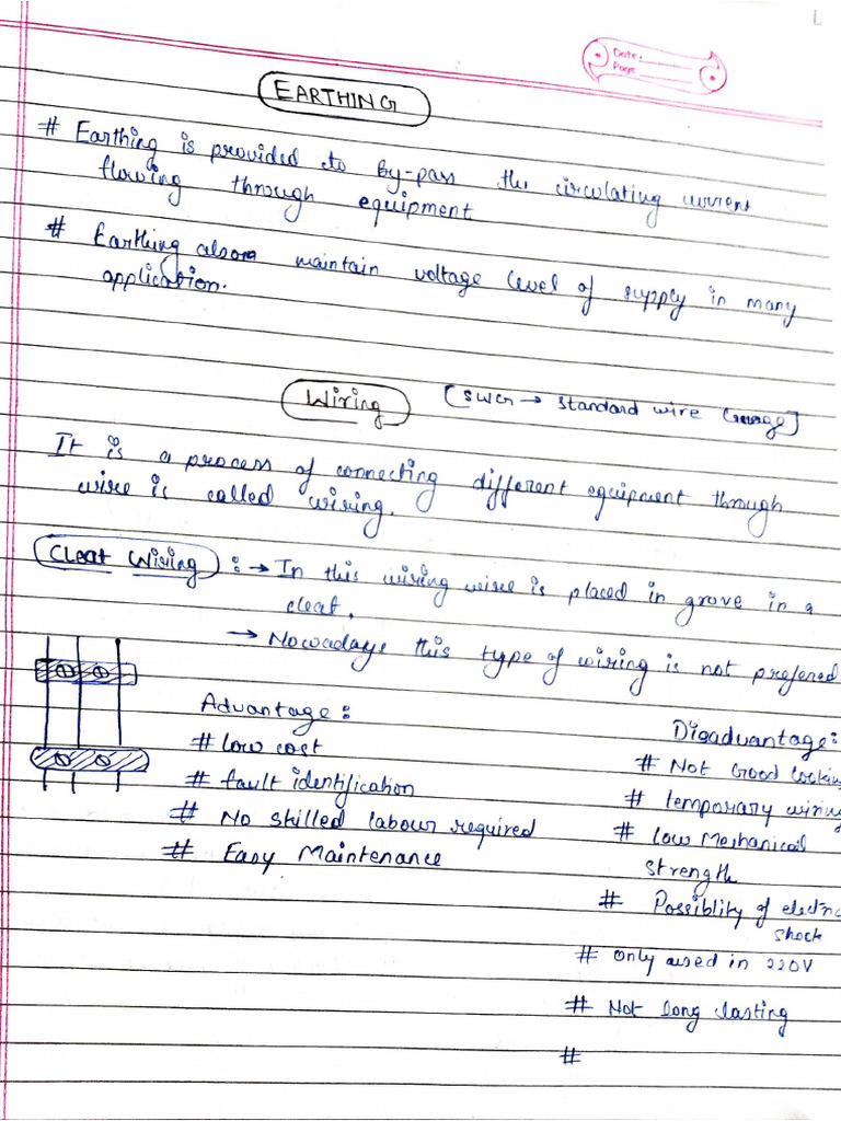 Electric Wiring Short Notes | PDF