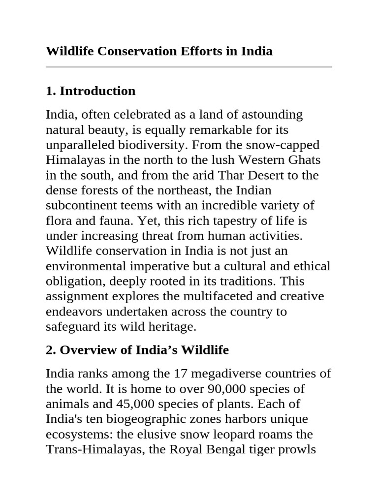 Wildlife Conservation Efforts in India | PDF | Conservation Biology ...