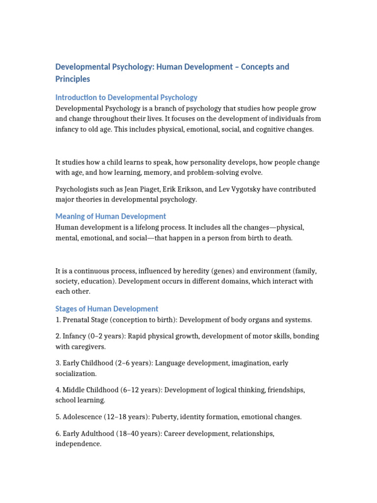 Developmental Psychology Human Development | PDF | Developmental Psychology | Child Development